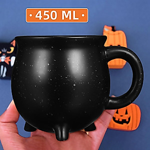 Healeved Halloween Cauldron Mug Halloween Coffee Mug Witches Brew Mug 450ml Ceramic Coffee Cup Witch Mug Cauldron Coffee Mug Milk Mug Novelty Halloween Mug