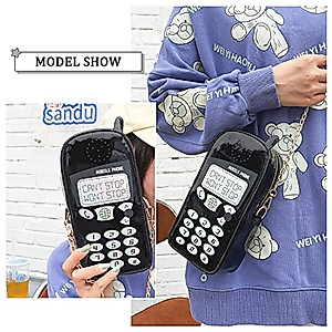 KUANG! Women Cute Digital Mobile Phone Shaped Shoulder Bag Funny Crossbody Bag Pu Messenger Chain Purse for Girls
