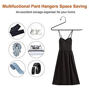 ELONG HOME Slack Pants Hangers, 30 Pack Open Ended Design Durable Anti-Rust Chrome Metal Hangers, Hangers Non Slip Rubber Coating, Slim & Space Saving Jeans Hanger for Easy-Slide Pants