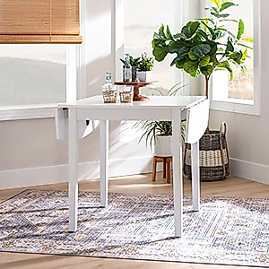 Linon White 30" Square 30" X 48" Fully Extended Torino Drop Leaf Table