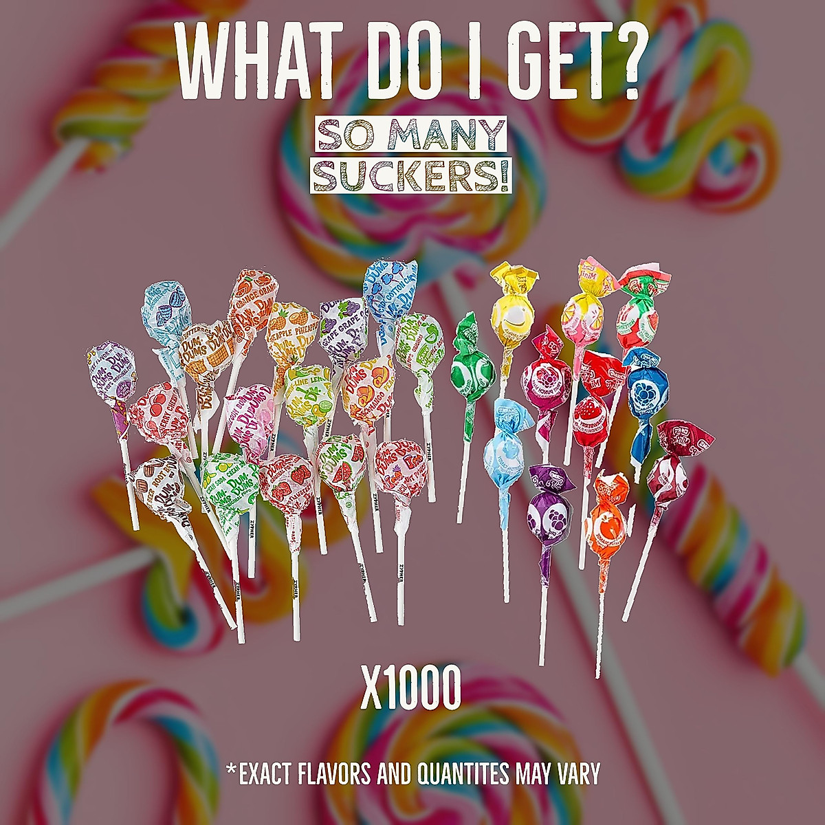 Bulk Suckers Individually Wrapped Bulk Lollipops - Dum Dums and Charms Mini Assorted Pops (1000 Count) by Bussin Boxes