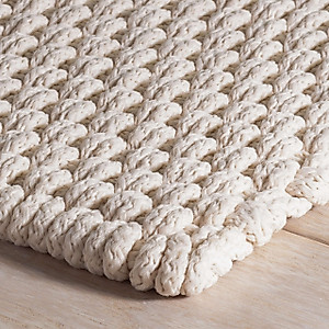 Dash and Albert Rope Indoor/Outdoor Area Rug - 2.5' x 12' Runner Ivory Solid Handwoven Accent Rug - Durable, Fade Resistant, Washable, High Traffic Friendly