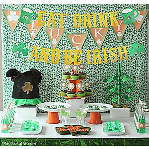 Weimaro Eat Drink and Be Irish Banner, Glittery St. Patrick’s Day Decorations, Happy St Patricks Day Banner Decorations, St Patricks Day Bar Pub Decor, Funny St Patty’s Day Party Decorations Supplies