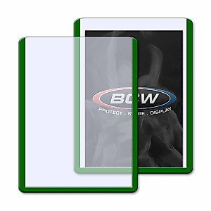 BCW 3x4 Topload Card Holder - Green Border | 25 Pack | Premium Quality Rigid PVC Protector for Standard Size Trading Cards | Card Holders for Sports Cards, MTG, Pokemon, and More (Green)