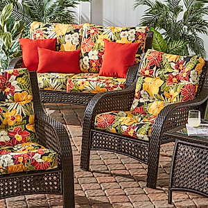 Greendale Home Fashions Indoor/Outdoor High Back Chair Cushion, Aloha Black