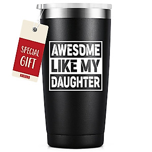KIKERRO Fathers Day Dad Gifts from Daughter, Birthday Christmas Gift for Men Stepdad, 20 oz Tumbler Mug, Black