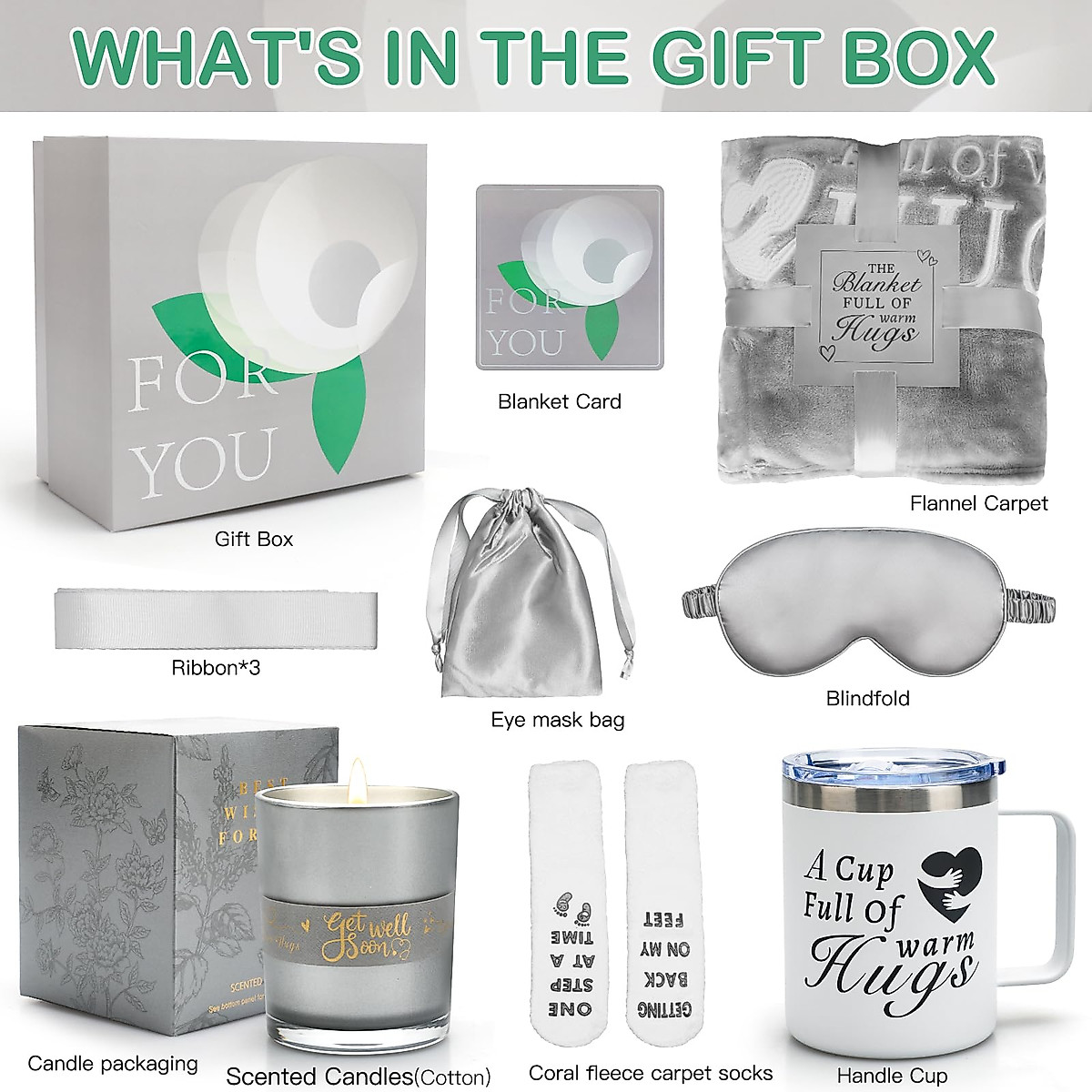 Get Well Soon Gifts for Women, Birthday Gifts for Women, Thoughtful Gift Basket for Women, Sympathy and Self Care Package for Women After Surgery, Show You Care with Encouragement Gift Box for Women