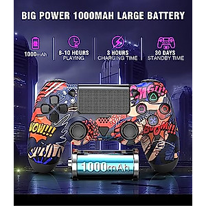 CBYLWK Wireless Controller Compatible with PS4/Slim/Pro with Dual Vibration/6-Axis Motion Sensor/Audio Function 1000mAh Battery/Collector's Controller