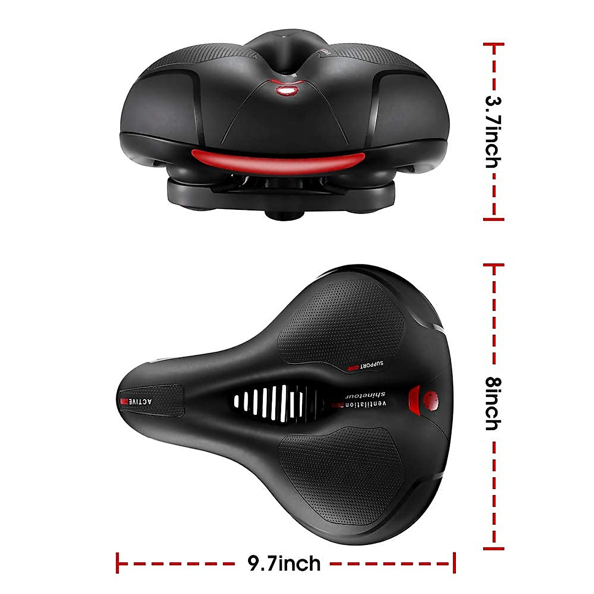 GREAN Comfortable Seat Cushion for Men Women with Dual Shock Absorbing Ball Memory Foam Waterproof Wide Bicycle Saddle Fit for Stationary/Exercise/Indoor/Mountain/Road Bikes