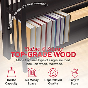 Stony Edge 4-Tier Folding Bookshelf | Espresso Wood Finish | 45x32x11.5 Inches | Book Shelf for Books and Trinkets | No Assembly Required | Foldable & Small Bookshelf for Home and Office