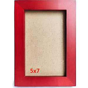 ZXT-parts 5x7 Picture Frames Red Photo Frame. Solid Wood, Cover Plastic Panel (Not Glass), The Tabletop or The Wall.