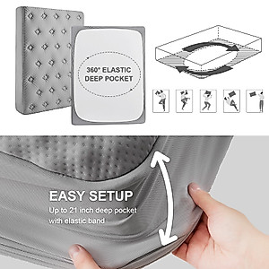 Hansleep Memory Foam Mattress Pad California King, Pillow Top Mattress Topper Cal King for Back Pain Relief with Egg Crate Gel Foam, Breathable Mattresses Cover with Deep Pocket, 78" x 80", Light Grey