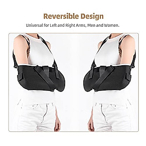 Solmyr Arm Sling for Broken Fractured Bones Elbow Wrist, Adjustable Shoulder Immobilizer & Rotator Cuff Support Brace, Split Strap and Waistband, Universal for Left and Right Arms, Men and Women(M)