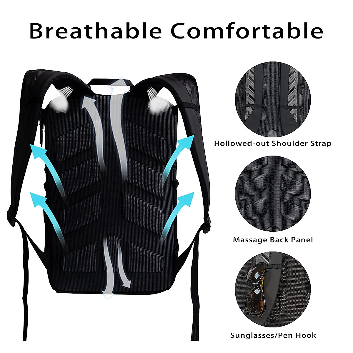 COTS Business Backpack, Water Resistant Anti-Theft Travel Casual Laptop Daypack 15.6 Inch Notebook, 21 Liters (Black)