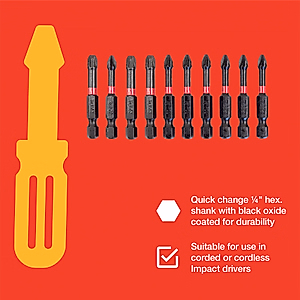 Amtech L2395 10 Piece Impact Screwdriver bit Set