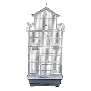 39" Bird Cage Pet Supplies Metal Cage with Open Play Top with Three Additional Toys White