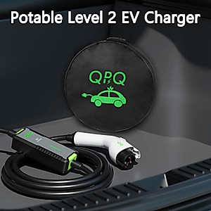 QPQ Level 1-2 EV Charger, 16 Amp 110-240V Portable Electric Car Charger, Electric Vehicle Charging Stations with NEMA 6-20 Plug & NEMA 5-15 Adapter for J1772 with 21 FT Cable