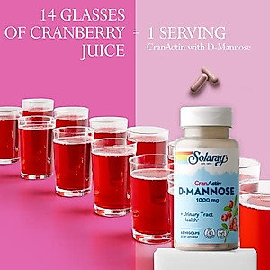 SOLARAY D-Mannose with CranActin Cranberry Supplement 400mg, Urinary Tract Health & Bladder Support Capsules with Vitamin C, Vegan, 60 Day Guarantee (120 CT)