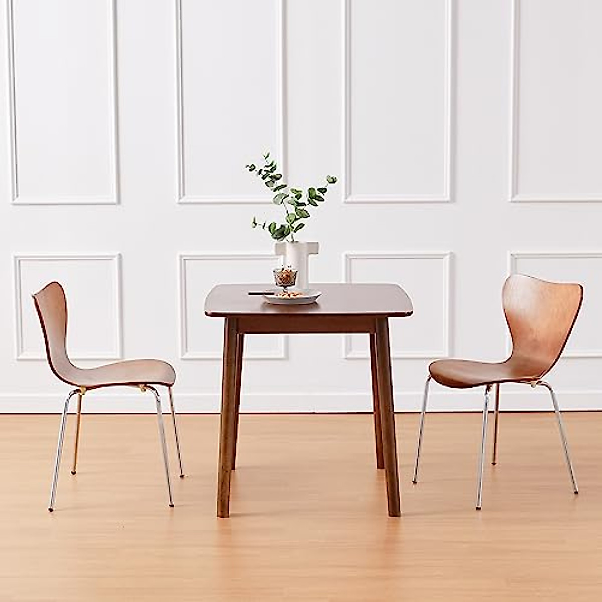 Livinia Aslan 29.5" Malaysian Oak Square Wooden Dining Table/Small Solid Wood Kitchen Desk (Walnut)