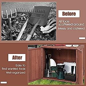 Safstar 30" Wooden Outdoor Storage Shed, Garden Storage Organizer Box W/ Spacious Inner Space & Countertop, Tool Storage Cabinet for Backyard, Garden, Porch, Easy Assembly, 30" x 22" x 28.5" (Brown)