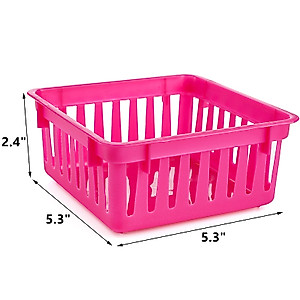 DEAYOU 24 Pack Classroom Storage Baskets, Small Plastic Basket, Crayon Pencil Container Bin Holder for Drawer, Desk, Home, Office, 5.3" L x 5.3" W x 2.4" H