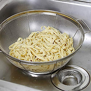 U.S. Kitchen Supply - 3 Piece Colander Set - Stainless Steel Mesh Strainer Net Baskets with Handles & Resting Base - 11" 5 Quart, 9.5" 4 Quart and 8.5" 3 Quart - Strain, Drain, Rinse, Steam or Cook