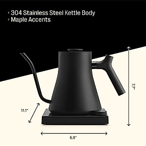 Fellow Stagg EKG Pro Studio Electric Gooseneck Kettle - Pour-Over Coffee and Tea Pot, Stainless Steel, Quick Heating, Matte Black with Walnut Wood Handle, 0.9 Liter