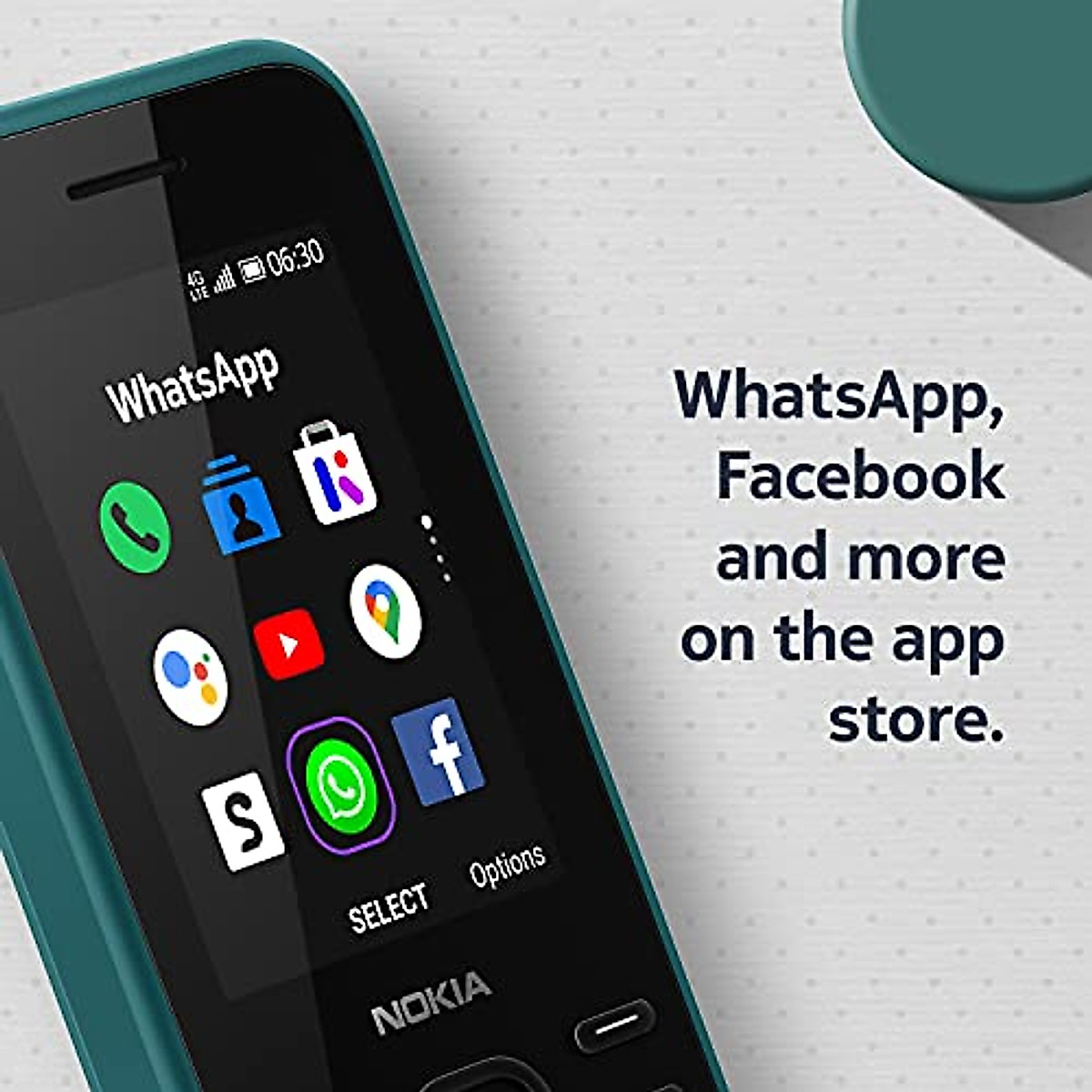 Nokia 6300 4G | Unlocked | Dual SIM | WiFi Hotspot | Social Apps | Google Maps and Assistant | Cyan Green