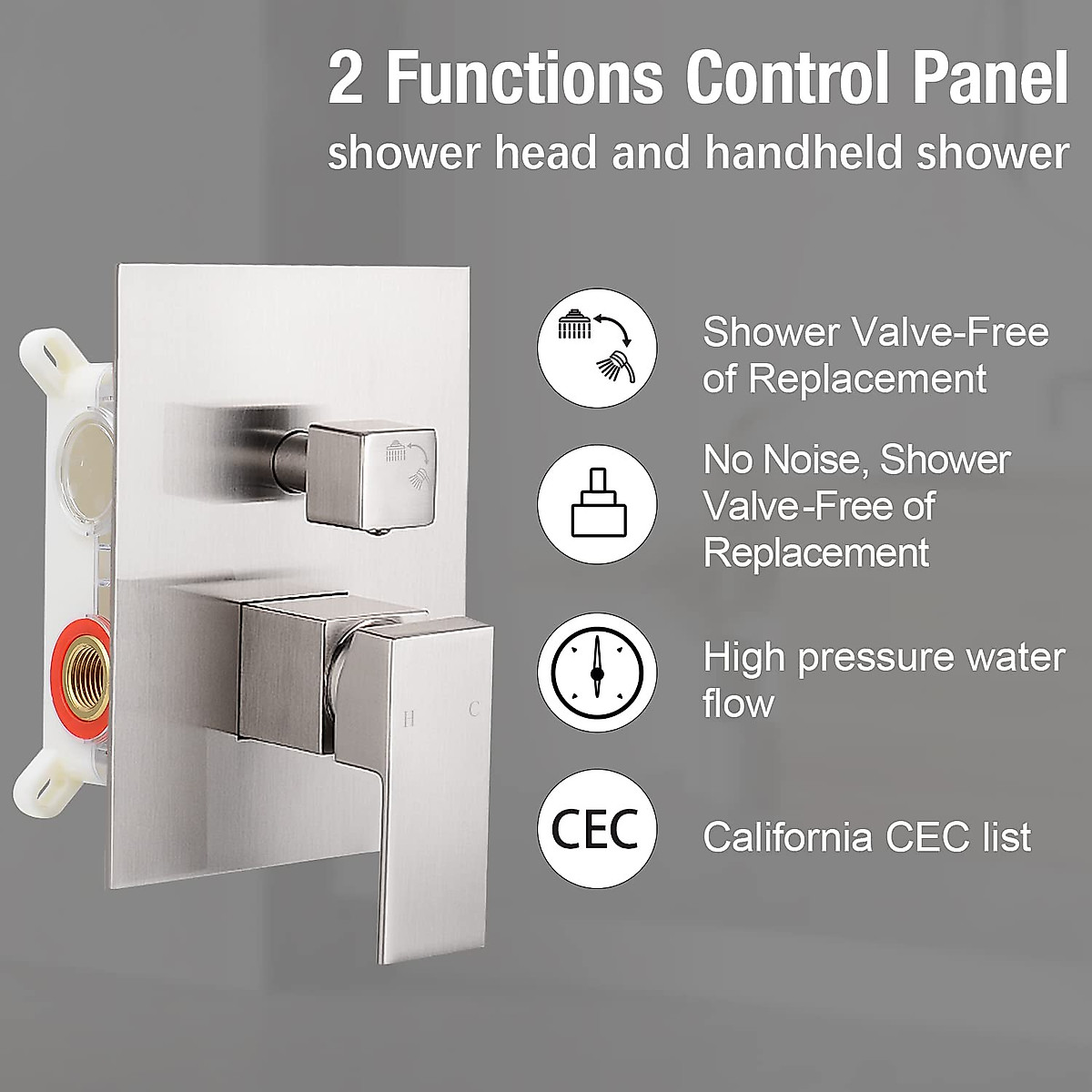 HGN 10 Inches Bathroom Rain Shower Combo Set Wall Mounted Rainfall Brushed Nickel Shower Head System Rough-in Valve Body and Trim Included
