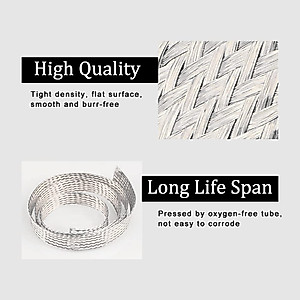 HAOBO 5PCS Universal Automotive Ground Straps, Ground Wire, 3pcs 10" x1/2" & 2pcs 13" x1/2" Tinned Copper Vehicle Grounding Cable Straps, Flat Braided Copper Ground Strap Fit for Most Vehicles