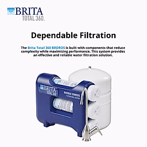 Brita Total 360 BRDROS Undersink Reverse Osmosis Water Filtration System with Brushed Nickel Faucet, Blue