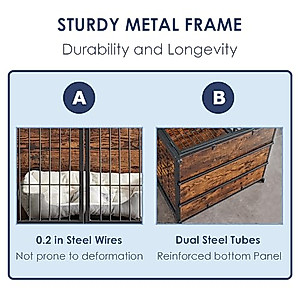 Sufulaa Furniture Style Dog Crate for Small Dog, Heavy Duty Anti-Chew Dog Kennel Furniture with 3 Doors, Wooden Decorative Indoor Basic Dog Cage with 3-Layer Storage Shelves