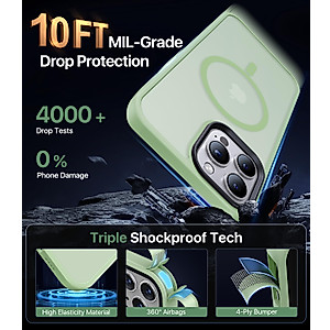 Maozis Magnetic Designed for iPhone 12 Pro Max Case [Compatible with Magsafe][Military Grade Drop Protection] Protective Shockproof Translucent Matte Slim Phone Case for iPhone 12 Pro Max, Mint Green