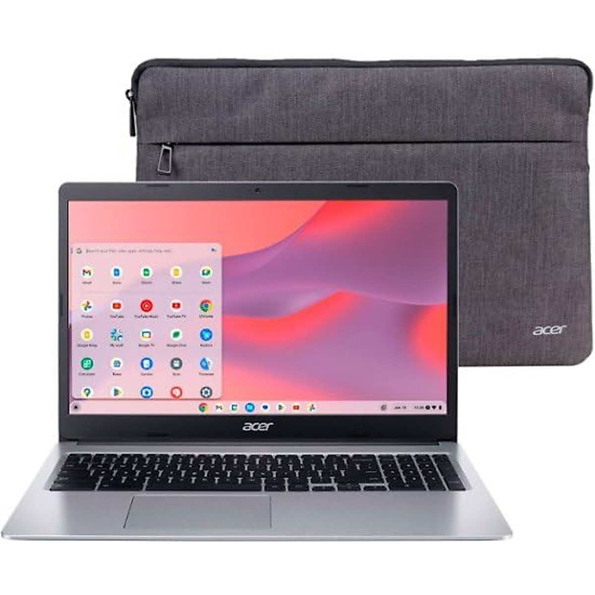 acer Chromebook 315,15.6" HD Display Laptop,Intel Celeron N4020(2.8GHZ), 4GB LPDDR4 RAM, 64GB eMMC SSD, Chrome OS, Silver, with Laptop Bag and TWE 64GB SD Card