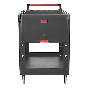 Rubbermaid Commercial Products Heavy Duty Adaptable Utility/Service Cart, Medium, 500 lb. Capacity, Black, for Warehouse/Garage/Cleaning/Maintenance