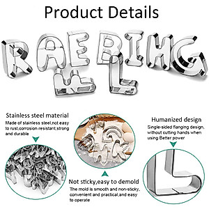 3 Inch Biscuit Cutter for Baking, 26 PCS Halloween Christmas Alphabet Cookie Cutters Set, Stainless Steel Metal Letter Cookie Cutters, Baking Tool for Birthday Cake, Holiday, Party, Gift