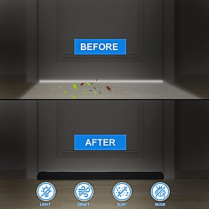 DCUINS Door Draft Stopper, 36 Inch Under Draft Guard Noise Blocker, Seal Bottom of Doors 30'' to 36'' Gap Filler up to 1.7'' Front Door Sweep, Machine Washable, Black