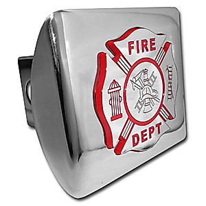Firefighter (Chrome & Red) ALL METAL Shiny Chrome Hitch Cover