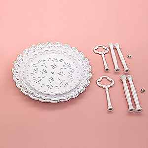 Alysontech 2pcs 3-Tier Plastic Round Cupcake Stand Dessert Plates Mini Cakes Fruit Candy Display Tower White for Kids Birthday Tea Party Baby Shower Serving Tray Big (Round US Stock)