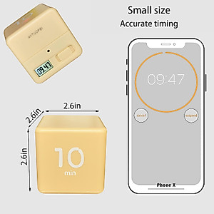 Cube Timer 1-3-5-10 Minutes Time Management for Cooking Teaching Learning, Kitchen Timer, Kids Timer, Workout Timer, Meditation Timer, Study Timer(Yellow)…