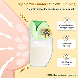 MISSAA Wearable Breast Pump, High Efficient Hands Free Pumps with 3 Modes & 8 Levels of Longest Battery LED Display, Double Portable Electric Breast Pump Fits for Most Size (13-26mm), Green