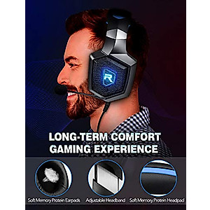GIZORI Gaming Headset, Xbox Headset, Gaming Headphones with Microphone Surround Sound, Noise Canceling with Mic & LED Light, Compatible with PC PS5, PS4, PS2, Xbox Series, Sega Dreamcast, Laptop, Blue