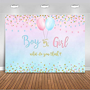 Mocsicka Boy or Girl Gender Reveal Decoration, Blue or Pink Dots Balloon Party Backdrop, Gender Reveal Banner Supplies (5x3ft (60x36 inch))