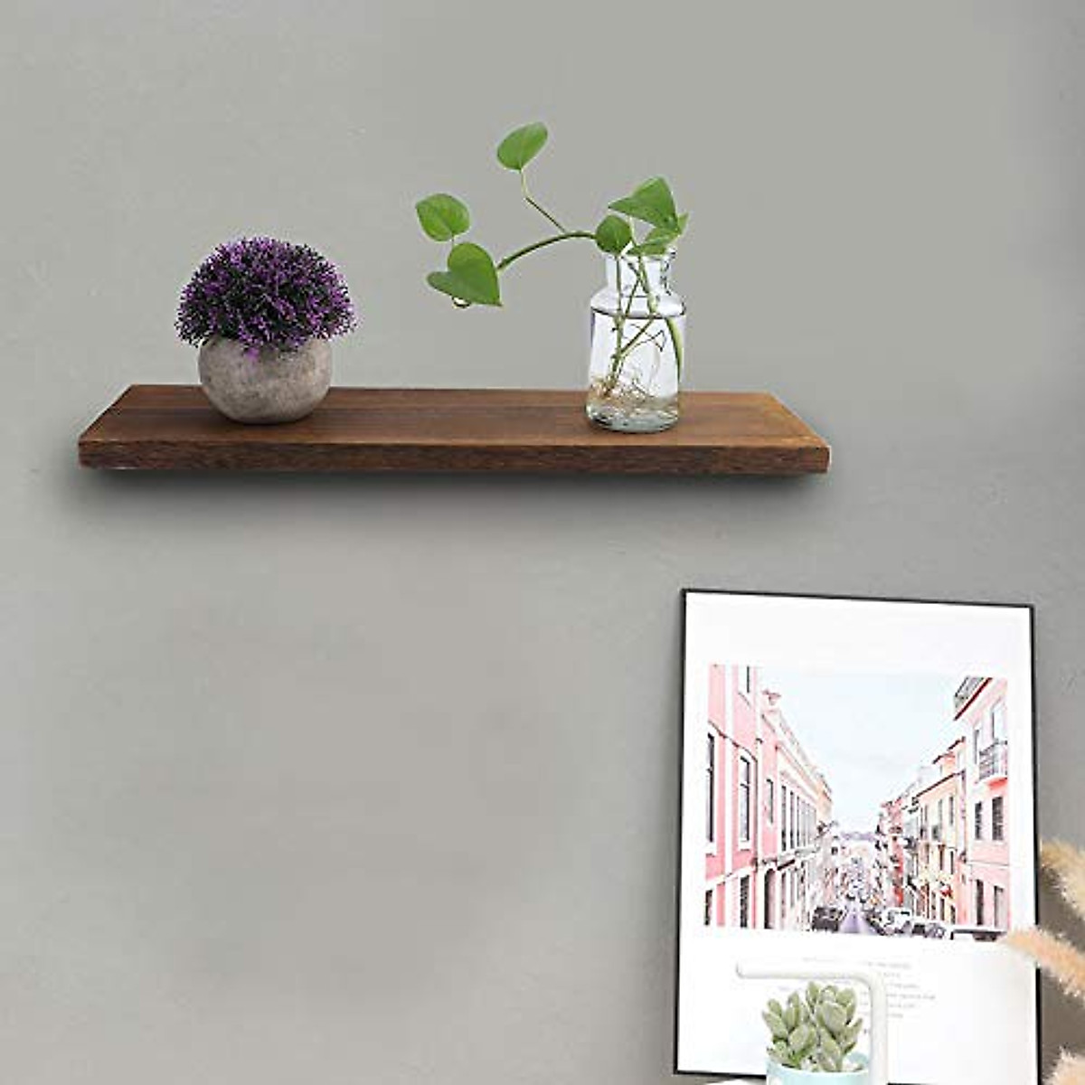 A sixx Floating Wood Shelf,Wall Mounted Storage Shelves Floating Shelf Wood Storage Rack Display Organizer for Home Living Room Solid Wood Floating Shelves(50*14*2cm)