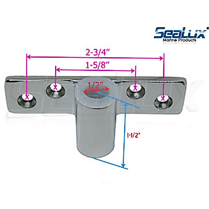 SeaLux Marine 316 Stainless Steel Side Mount Oarlock Sockets for 1/2" Shank (Pair)