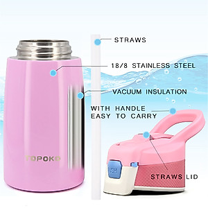 Stainless Steel Kids Water Bottle for Girls Double Wall Beverage Carry Kid Cup Vacuum Insulated Leak Proof BPA-Free Sports Bottle for Boys (Coral)