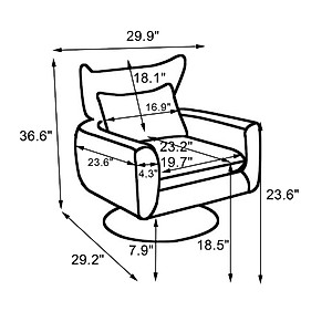 TehRecBT Modern Swivel Barrel Chair, Comfy Swivel Accent Armchair w/Gold Base, 360 Degree Swivel Club Chair Sofa Arm Leisure Chair for Nursery Bedroom Living Room Home Office (Black)