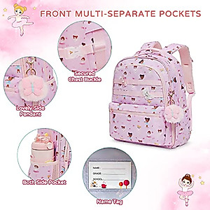 KIDNUO Kids Backpack for School Boys Girls Lightweight Kindergarten Elementary Toddler Backpacks Preschool Bookbags Cute Cartoon Travel Daypack with Chest Strap (S,Pink)