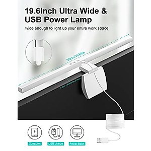Kaulsoue Monitor Light Bar, Ultra-Wide 19.69" Screen Light Bar with Touch Control, Eye Care Monitor Lamp with 3 Color Modes, No Glare, USB Powered LED Desk Lamp for Office/Home/Study Room