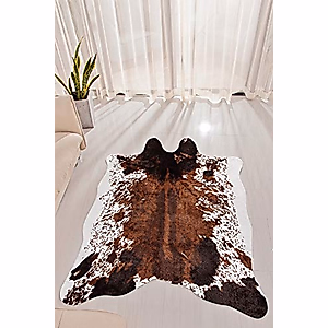 NativeSkins Faux Cowhide Rug (4.6ft x 6.6ft) - Cow Print Area Rug with Faux Suede No-Slip Backing (Brown)